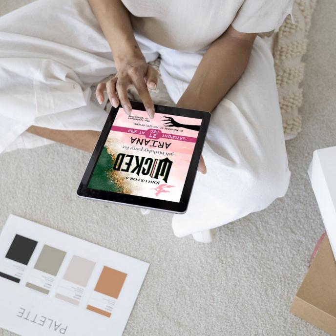 Wicked Party Invitation for Birthday Editable Invite Pink and Green ...