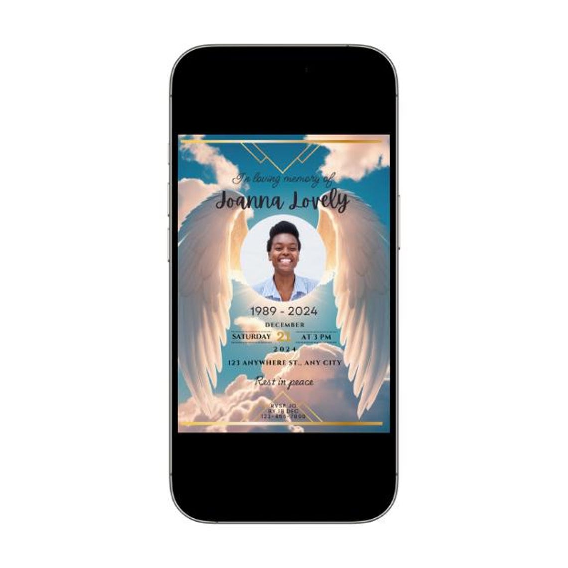 Elegant Funeral Invitation Template, Editable Memorial Service Notice ...