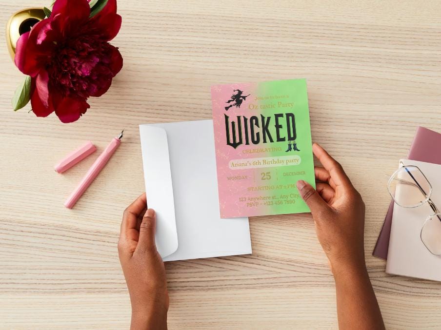 Wicked Party Invitation for Birthday Editable Invite Pink and Green ...