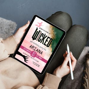 Wicked Party Invitation for Birthday Editable Invite Pink and Green ...