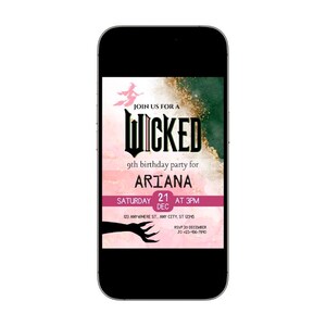 Wicked Party Invitation for Birthday Editable Invite Pink and Green ...