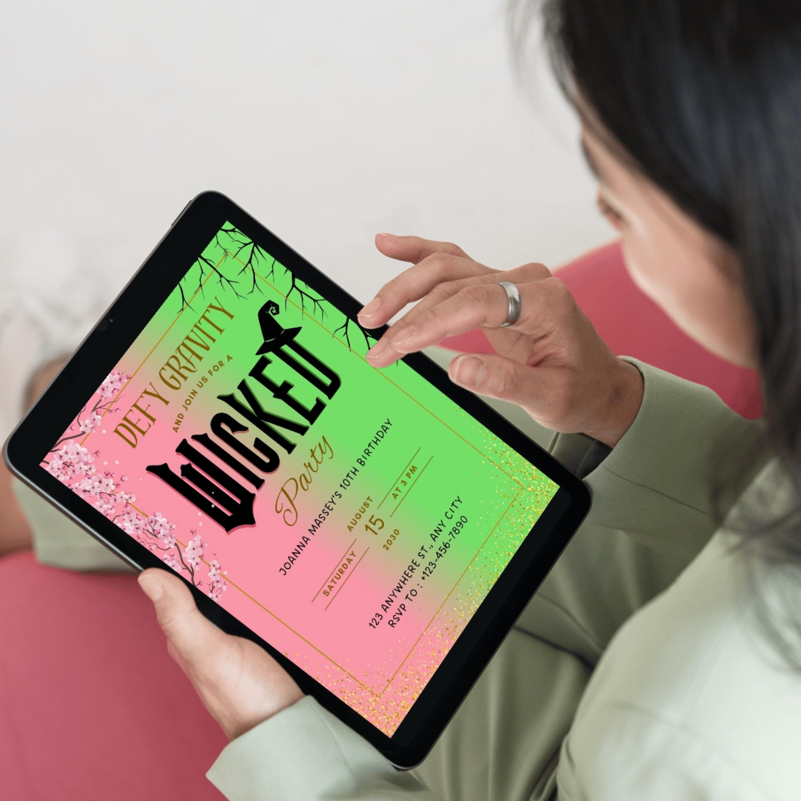 Wicked Party Invitation for Birthday Editable Invite Pink and Green ...