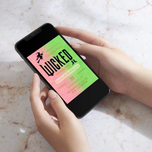 Wicked Party Invitation for Birthday Editable Invite Pink and Green ...