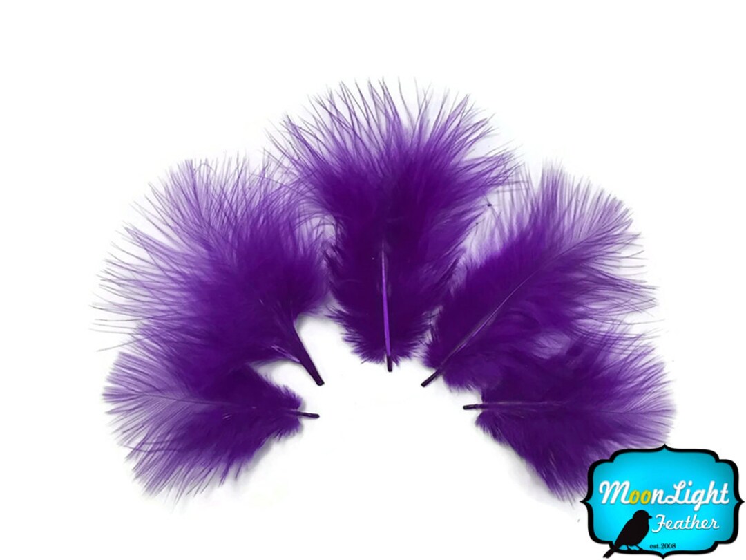 Purple Feathers, 1/4 Lb - PURPLE Turkey Marabou Short Down Fluffy Loose ...