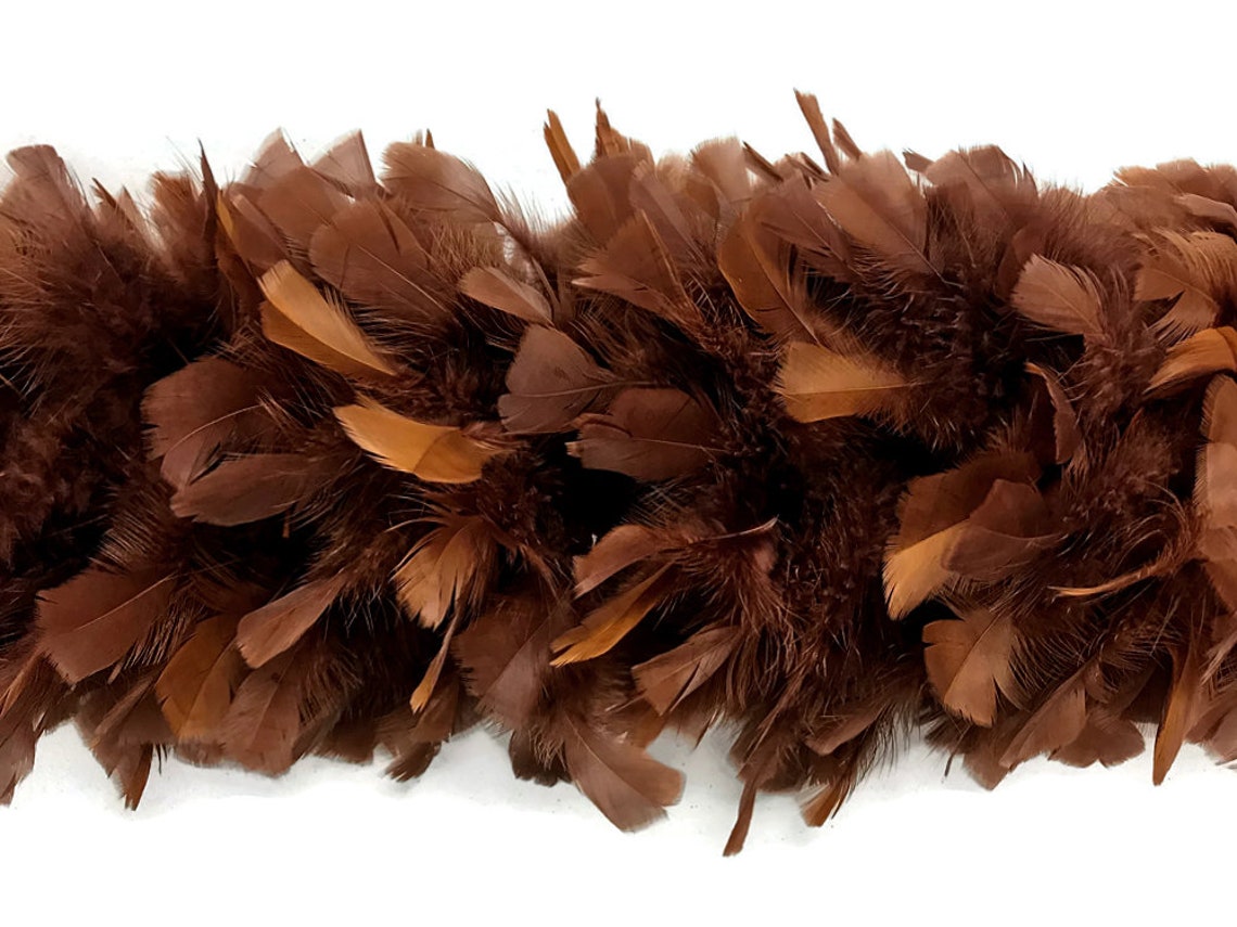 Turkey Feather Boa, 2 Yards - Brown Turkey Flat Heavyweight Feather Boa ...