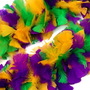 Large Feather Boas, 2 Yards - Mardi Gras Multicolor Turkey Flat ...