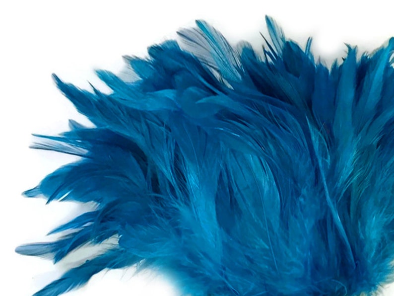 4 Inch Strip - Turquoise Blue Bleached & Dyed Strung Rooster Schlappen ...