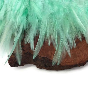 Rooster Trim, 1 Yard - Aqua Green Rooster Neck Hackle Saddle Feather ...
