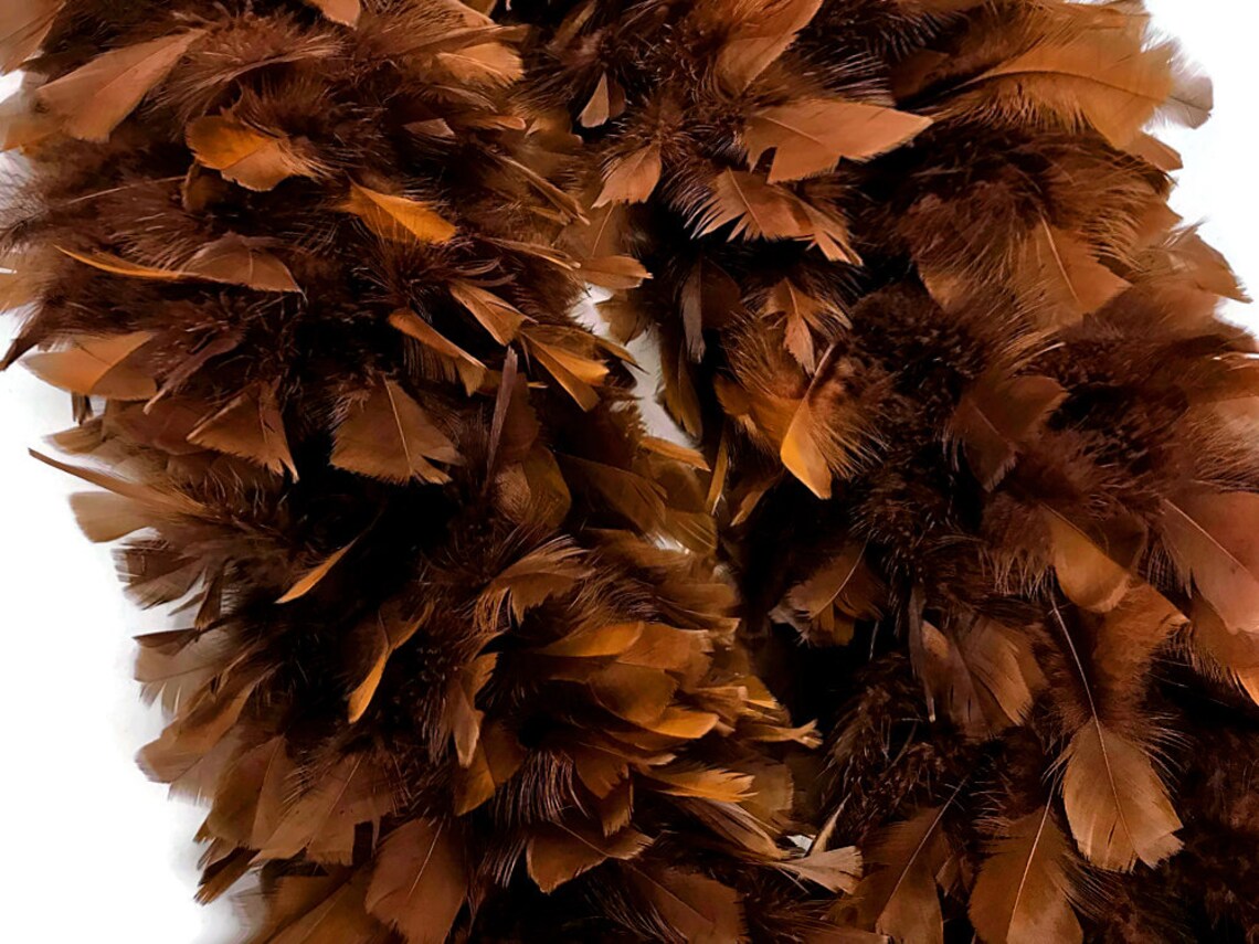 Turkey Feather Boa, 2 Yards - Brown Turkey Flat Heavyweight Feather Boa ...