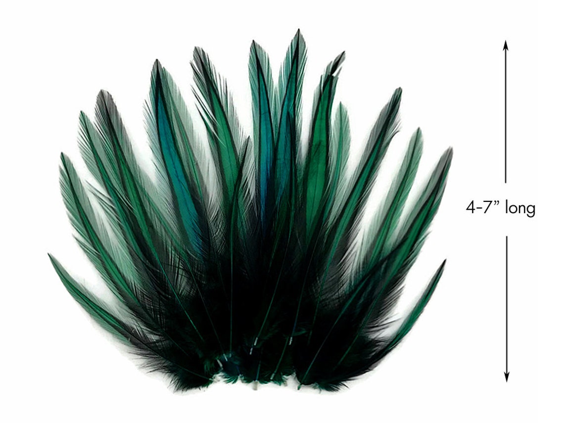 Raindrop Feathers, 10 Pieces - Peacock Green Dyed BLW Laced Short ...