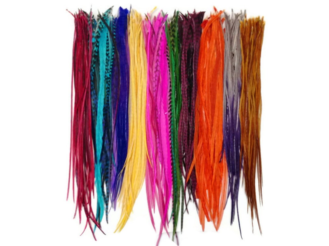 50 Pieces - Colorful Thin Long Whiting Farms Rooster Saddle Hair ...
