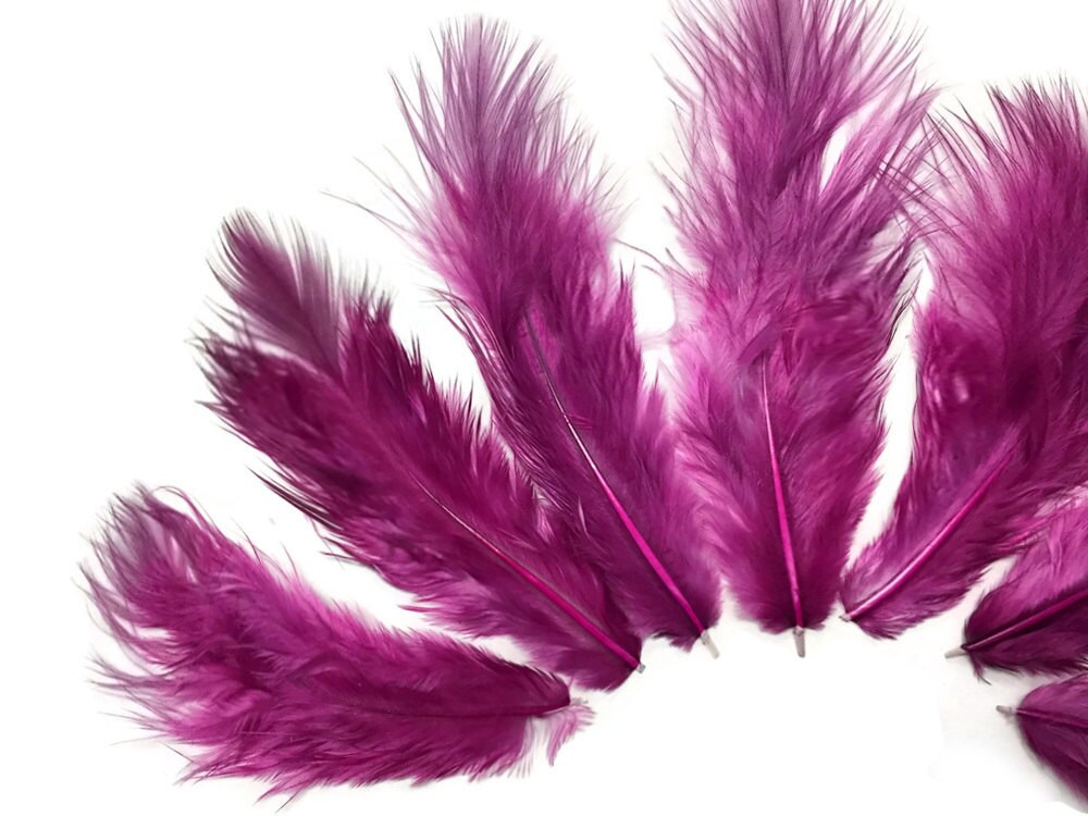 Fluffy Feathers, 1 Dozen - Solid Magenta Rooster Chickabou Fluff ...