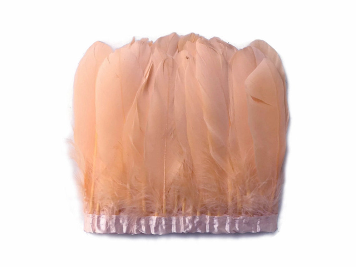 Goose Feather Trim, 1 Yard - Peach Dyed Goose Pallet Parried Feather ...