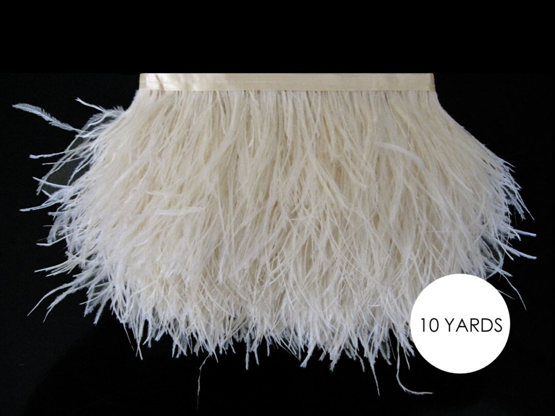 Ivory Ostrich Feathers, 10 Yards - Ivory Ostrich Fringe Trim Wholesale ...