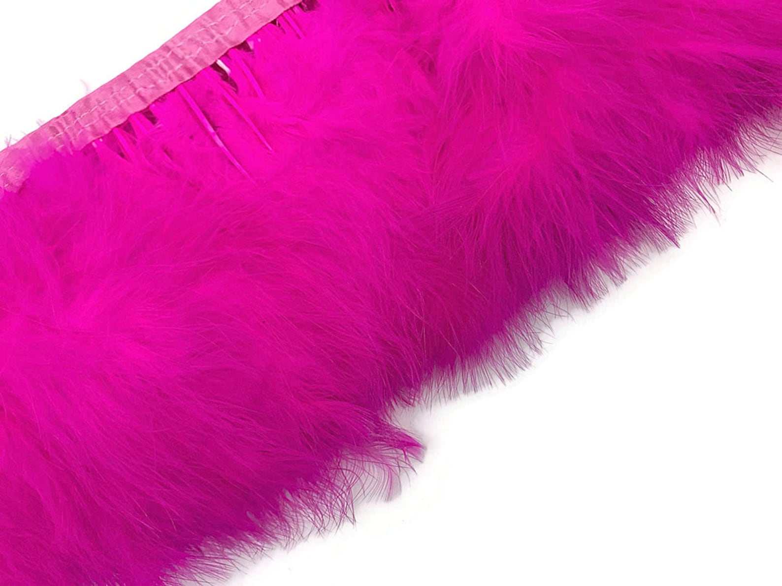 1 Yard - Hot Pink Marabou Turkey Fluff Feather Fringe Trim Craft Prom ...