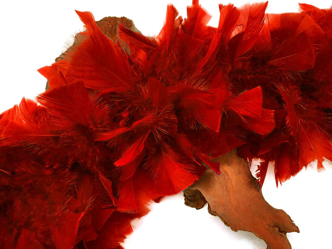 Turkey Feather Boa, 2 Yards - Red Turkey Flat Heavyweight Feather Boa ...