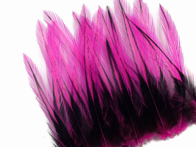 Fuchsia Laced Pointy Feathers 10 Pieces Hot Pink Dyed BLW | Etsy