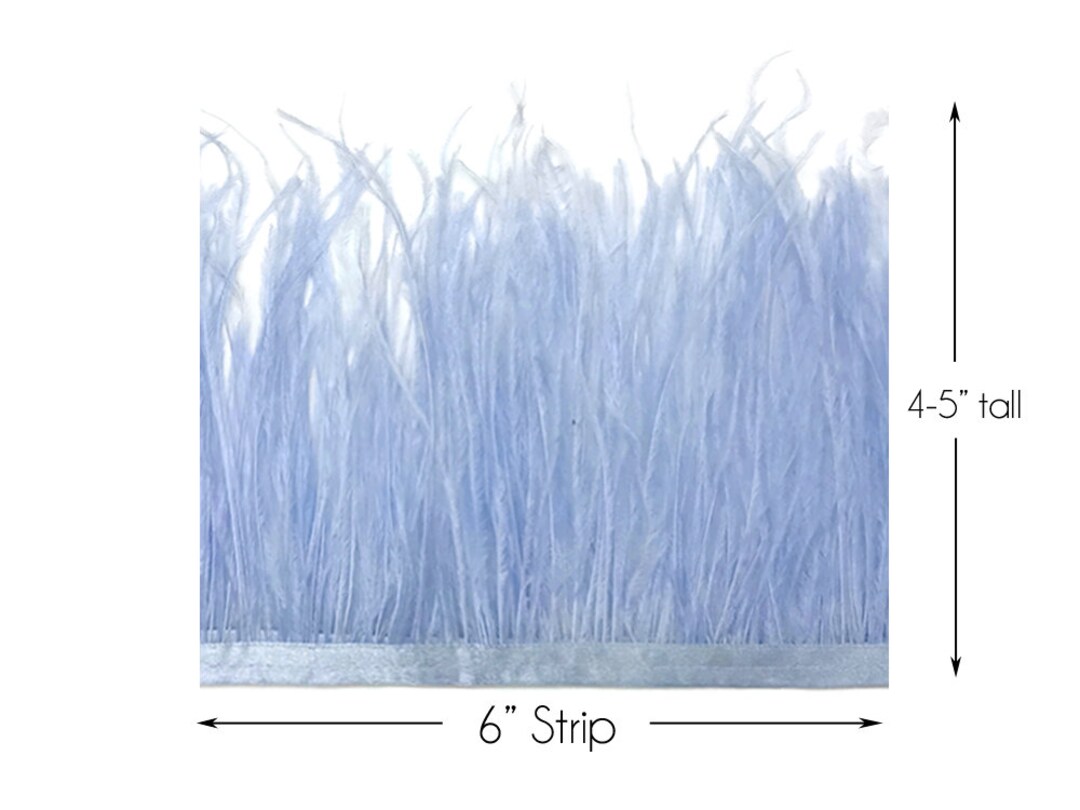 Baby Blue Ostrich Feathers, 6 Inch Strip - Light Blue Ostrich Fringe ...