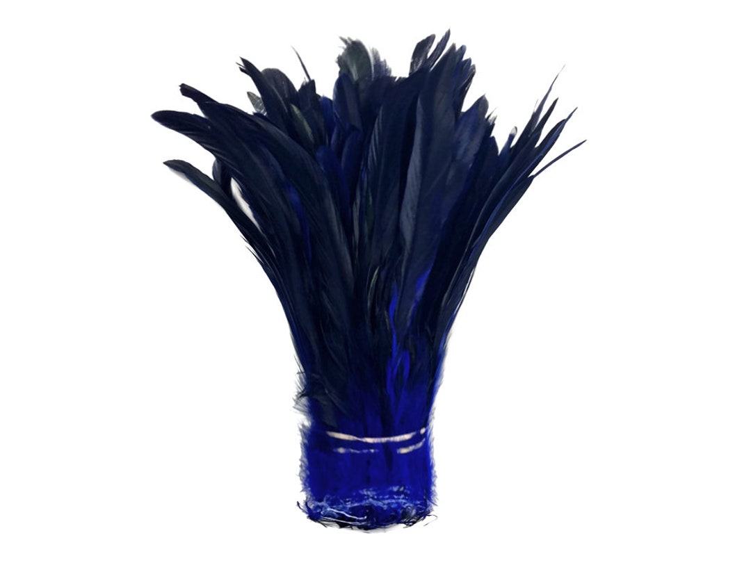 1/2 Yard - Navy Blue Half Bronze Natural Dyed Coque Tail Strung ...