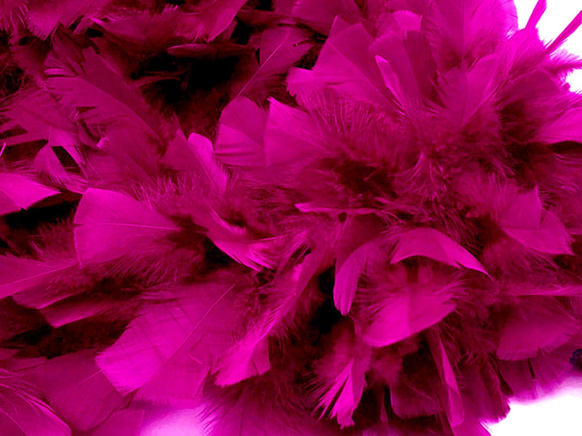 Large Feather Boa, 2 Yards - Hot Pink Turkey Flat Heavyweight Feather ...