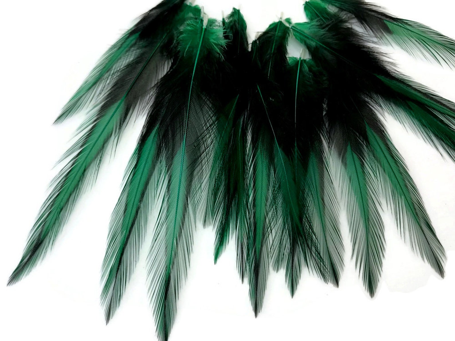 Raindrop Feathers, 10 Pieces - Peacock Green Dyed BLW Laced Short ...