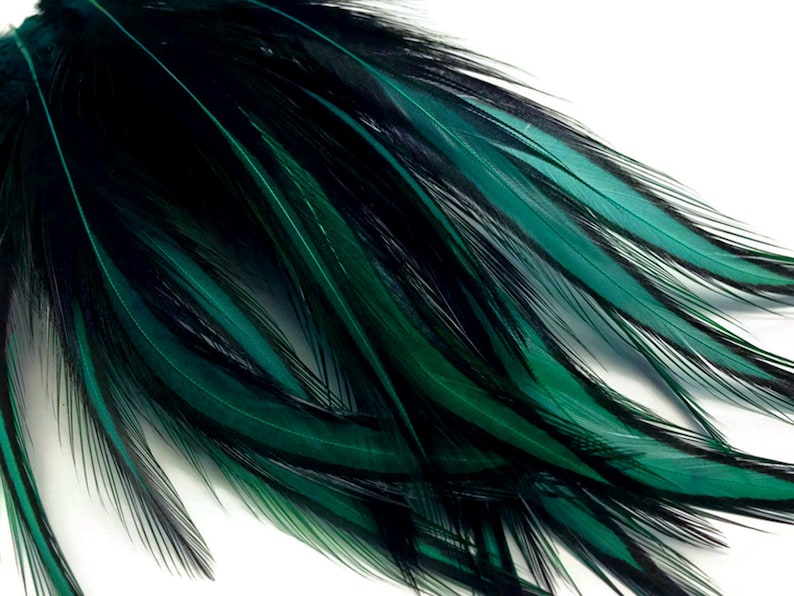 Raindrop Feathers, 10 Pieces - Peacock Green Dyed BLW Laced Short ...
