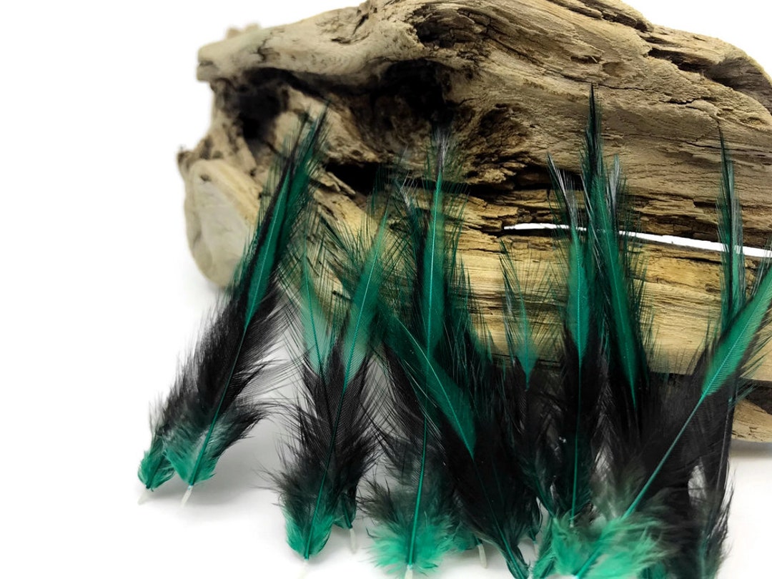 Raindrop Feathers, 10 Pieces - Peacock Green Dyed BLW Laced Short ...