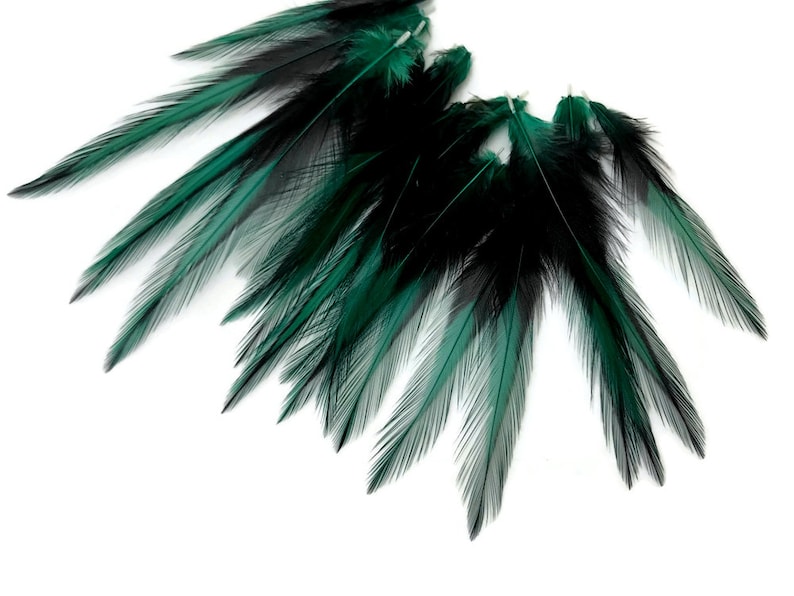 Raindrop Feathers, 10 Pieces - Peacock Green Dyed BLW Laced Short ...