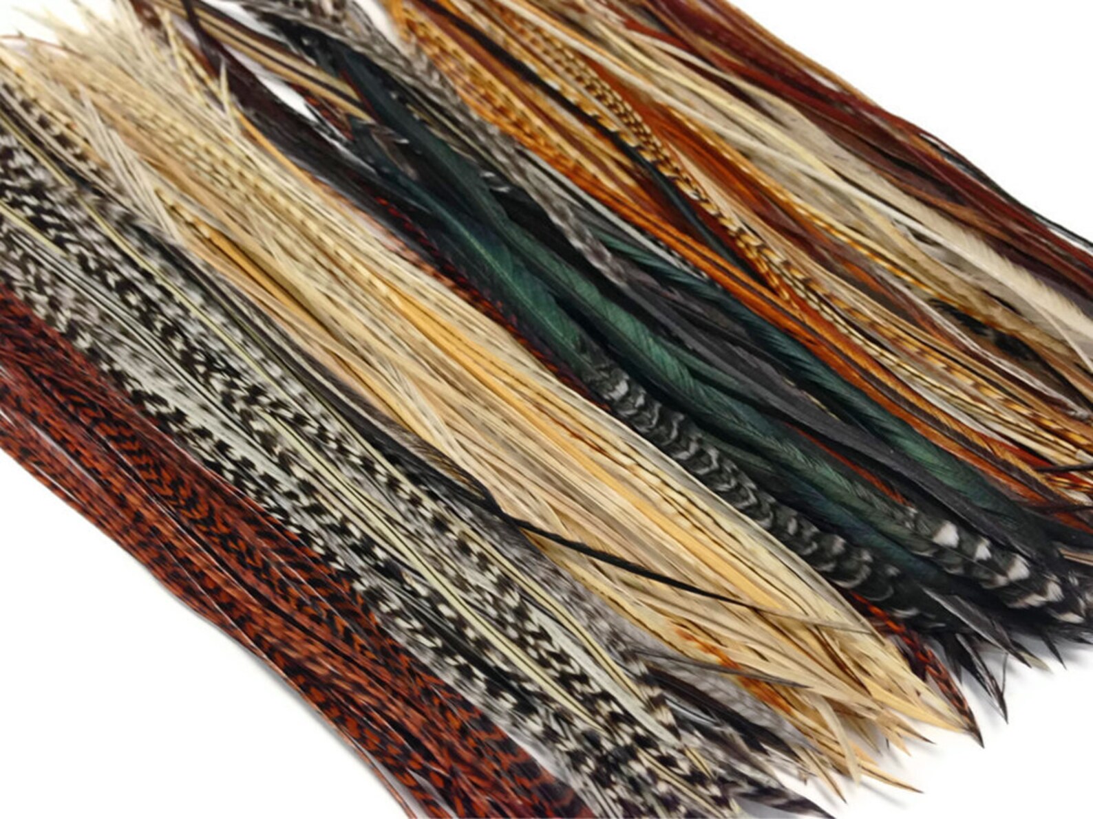 50 Pieces - Natural Thin Long Whiting Farms Rooster Saddle Hair ...