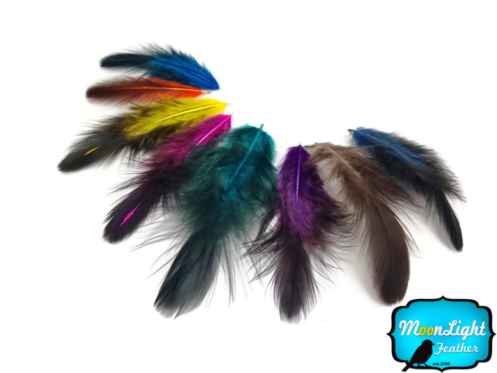 Rooster Feathers, 1 Pack - COLORFUL Mix Hen Saddle Half Bronze Feathers ...
