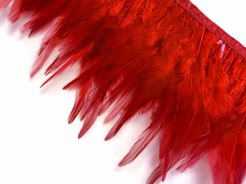 Rooster Trim Supply, 1 Yard - Red Rooster Neck Hackle Saddle Feather ...