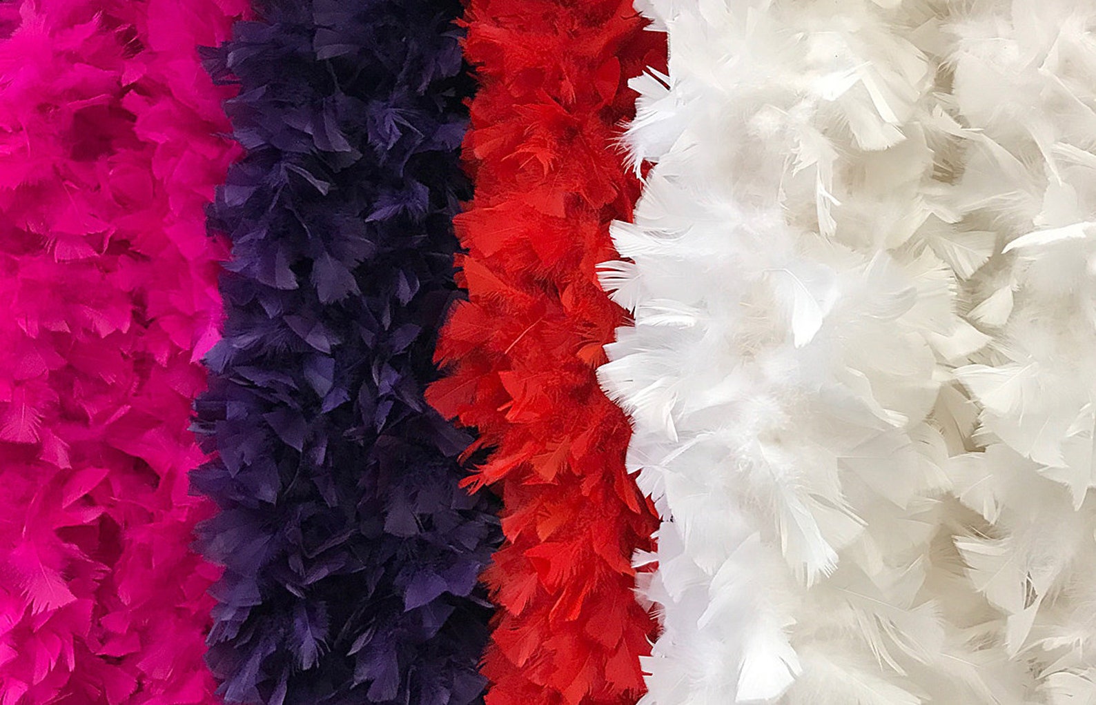 Large Feather Boa, 2 Yards - Hot Pink Turkey Flat Heavyweight Feather ...