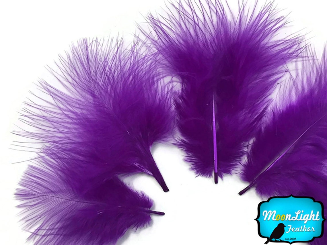 Purple Feathers, 1/4 Lb - PURPLE Turkey Marabou Short Down Fluffy Loose ...
