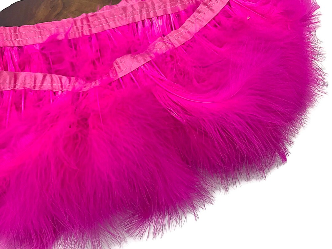 1 Yard - Hot Pink Marabou Turkey Fluff Feather Fringe Trim Craft Prom ...