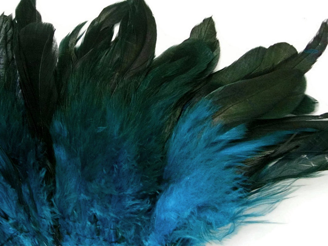 Pretty Feather, 4 Inch Strip - Turquoise Blue Dyed Half Bronze Strung ...