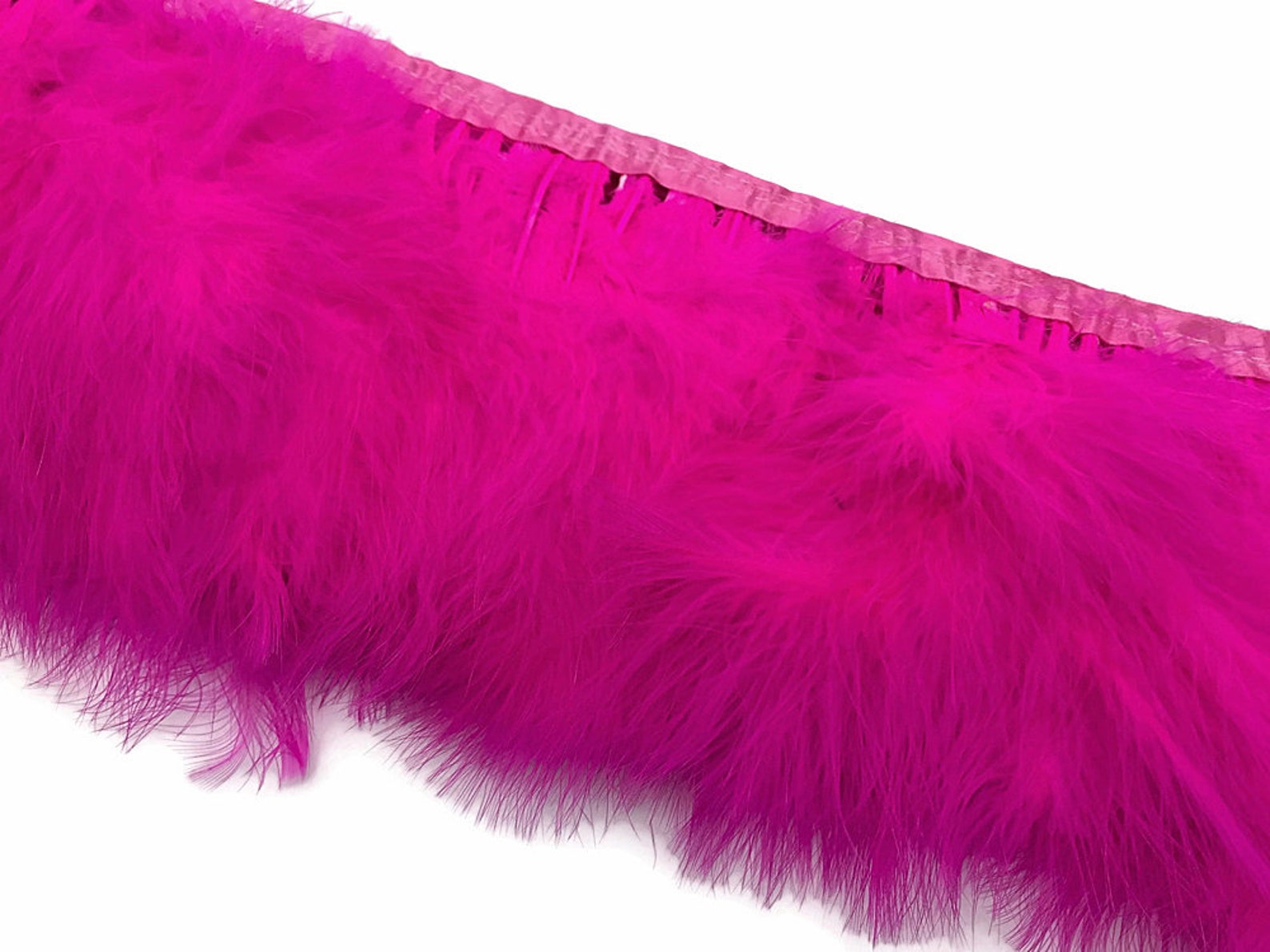 1 Yard - Hot Pink Marabou Turkey Fluff Feather Fringe Trim Craft Prom ...