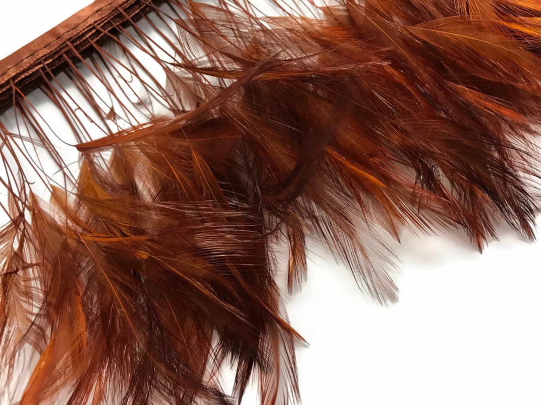 1 Dozen - Brown Stripped Rooster Neck Hackle Eyelash Feather Millinery ...