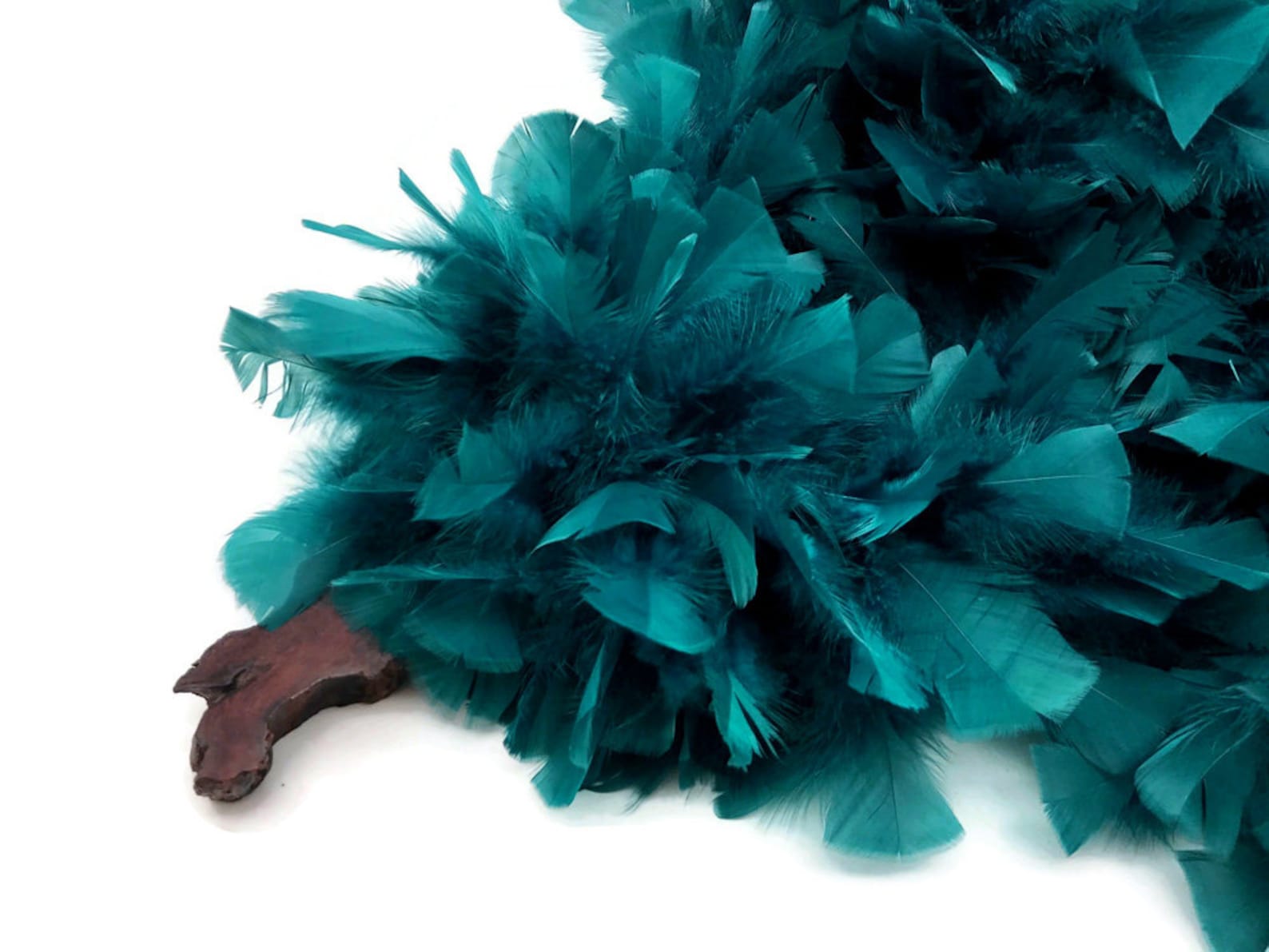 Large Feather Boa, 2 Yards - Peacock Green Heavy Weight Turkey Flat ...