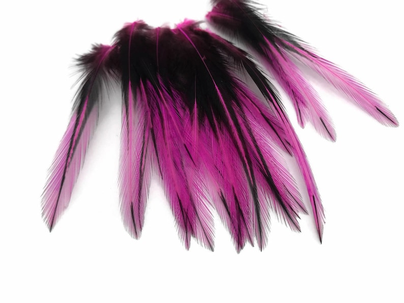 Fuchsia Laced Pointy Feathers, 10 Pieces - Hot Pink Dyed BLW Laced ...