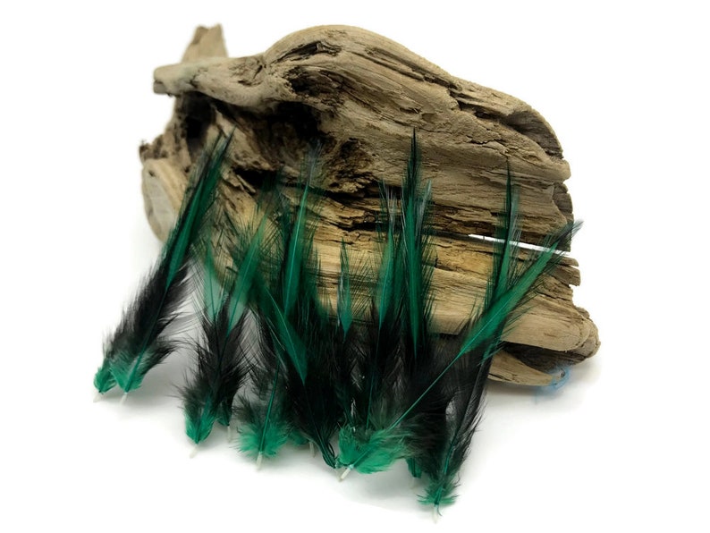 Raindrop Feathers, 10 Pieces - Peacock Green Dyed BLW Laced Short ...
