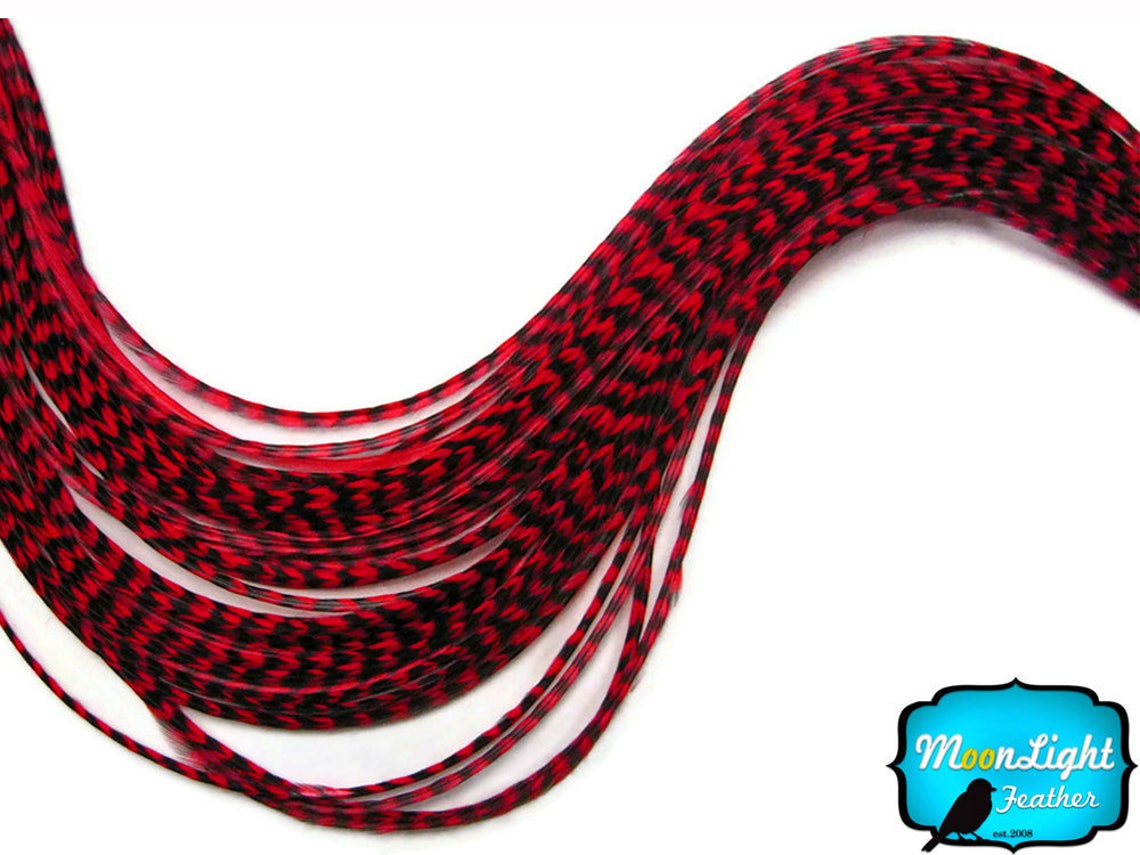 Red Hair Feathers, 6 Pieces - XL Red Thin Grizzly Extra Long Rooster ...