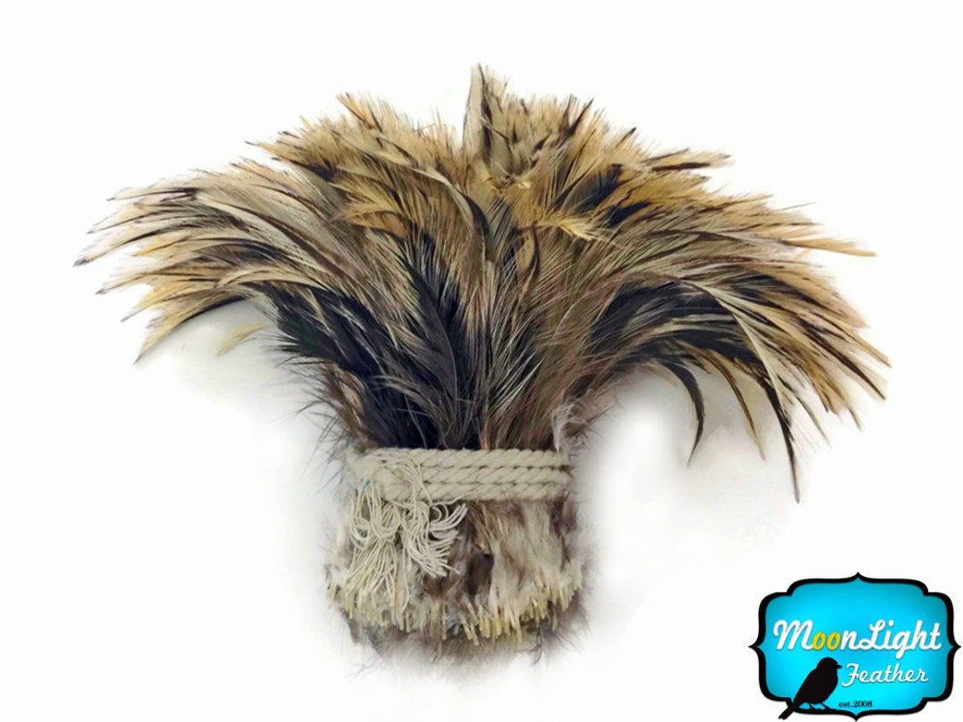 Venta por mayor plumas de gallo, 1 yarda Natural tejón oro encadenado ...