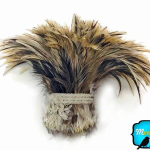 Venta por mayor plumas de gallo 1 yarda Natural tejón oro | Etsy