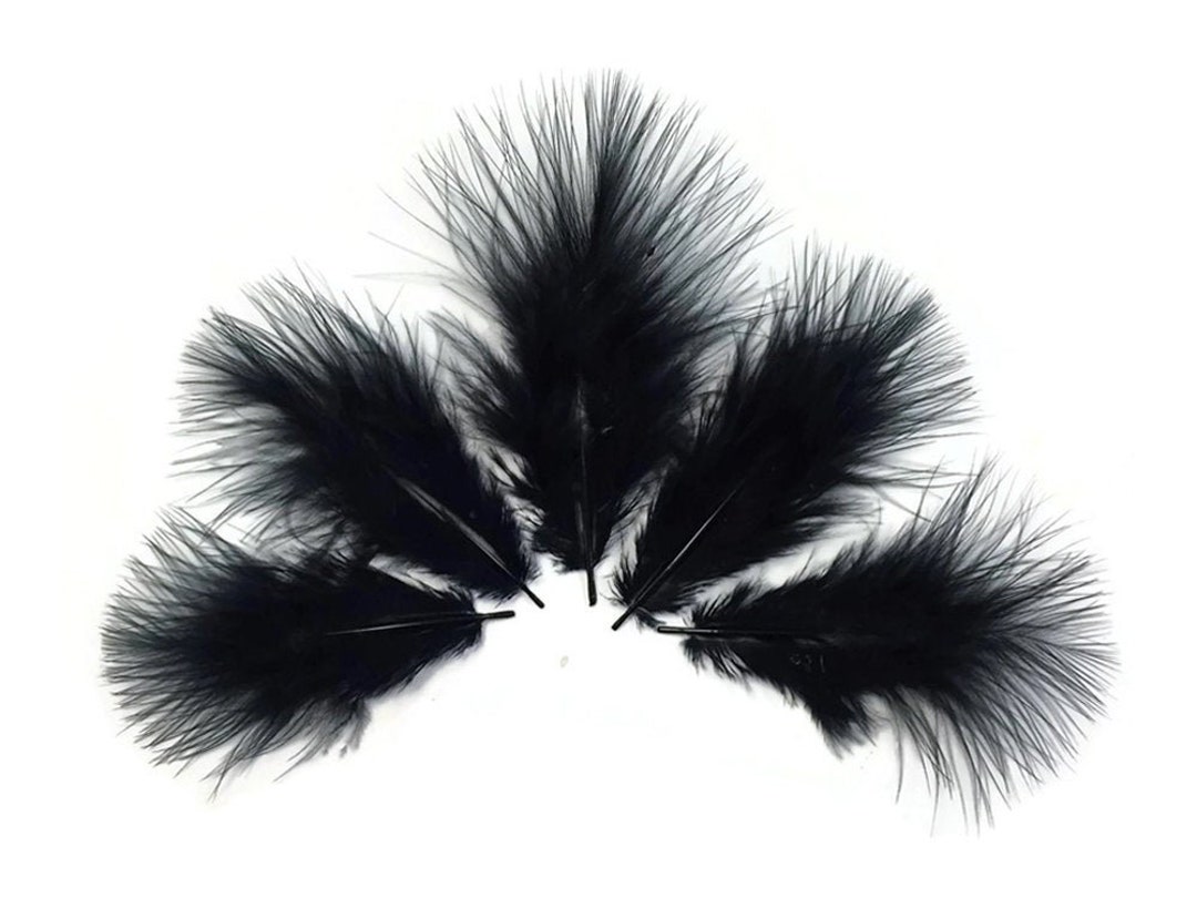 Small Feathers, 1/4 Lb - Black Turkey Marabou Short Down Fluffy Loose ...