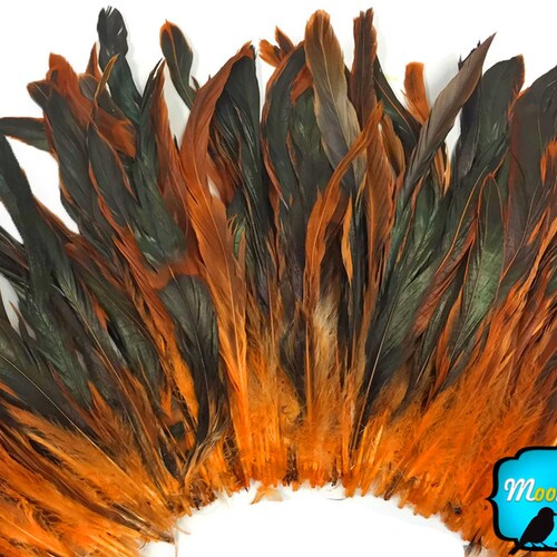 Long Orange Feathers 2.5 Inch Strip ORANGE Half Bronze - Etsy