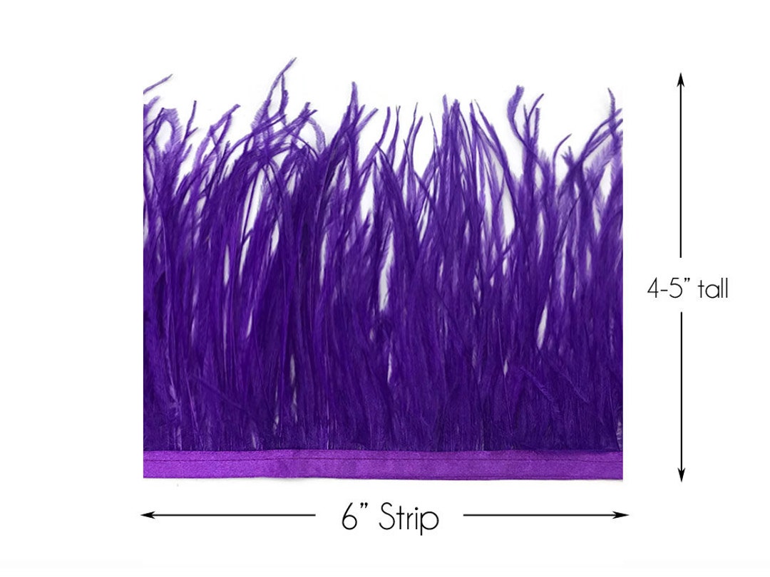 Ostrich Feathers, 6 Inch Strip - Purple Ostrich Fringe Trim Feather ...