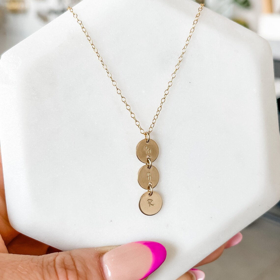 Customizable Stacked Disc Necklace | Sterling Silver, Gold Filled - Etsy