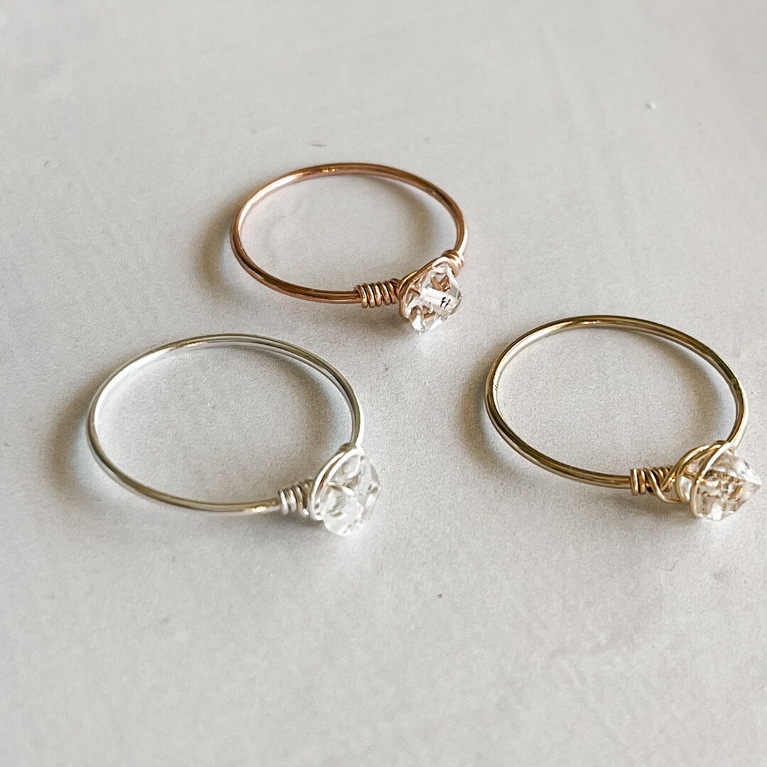 Wire Wrapped Herkimer Diamond Ring - Etsy