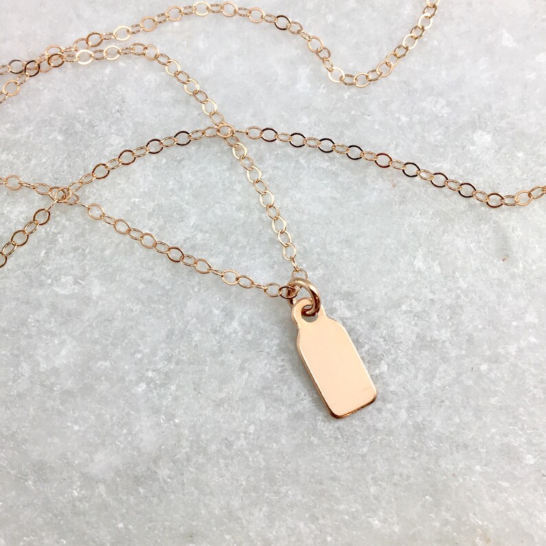 Hand Stamped Tag Necklace Dainty Necklace Monogram - Etsy
