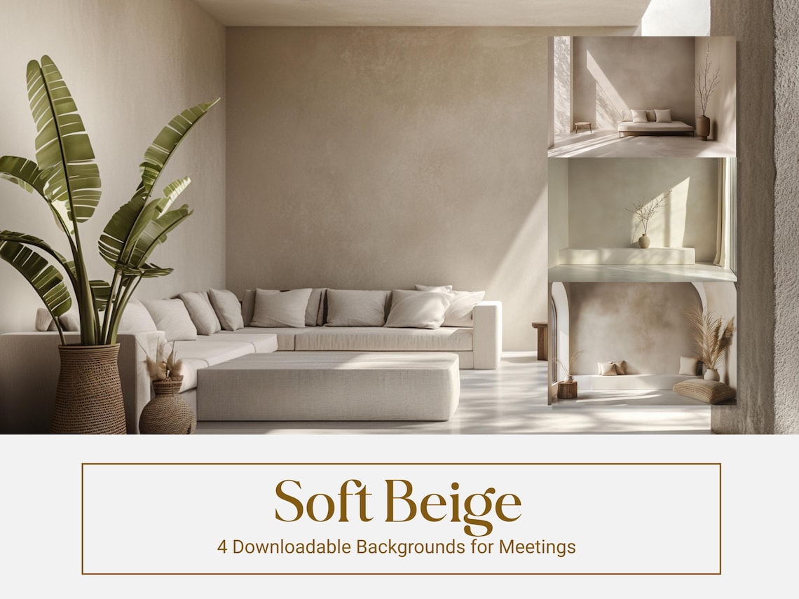 4 Soft Beige Virtual Meeting Backgrounds | Digital Download | Teams ...